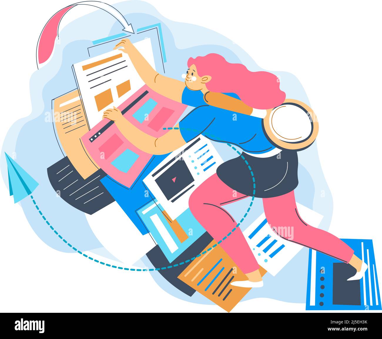 Woman searching job information Cut Out Stock Images & Pictures - Alamy