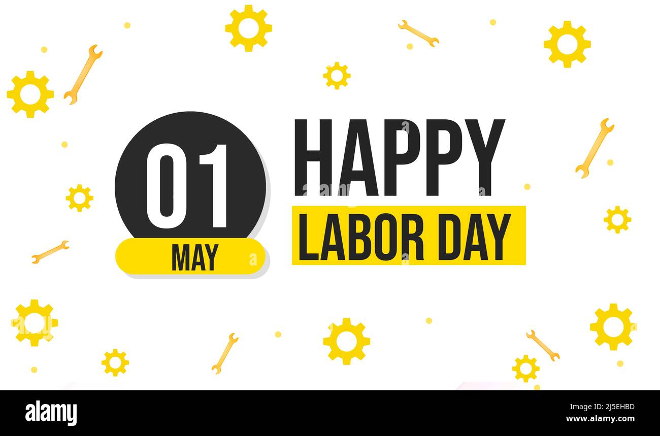 Labor Day Banner Design with Date and Tools, Abstract background for ...
