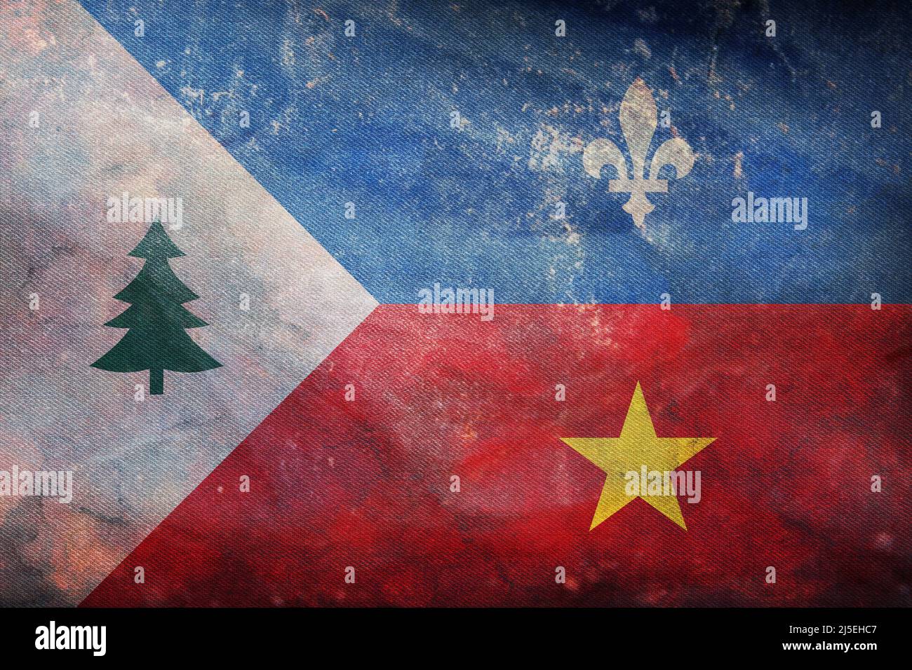 Top view of retroflag department of l'Acadie occidentale, France with ...