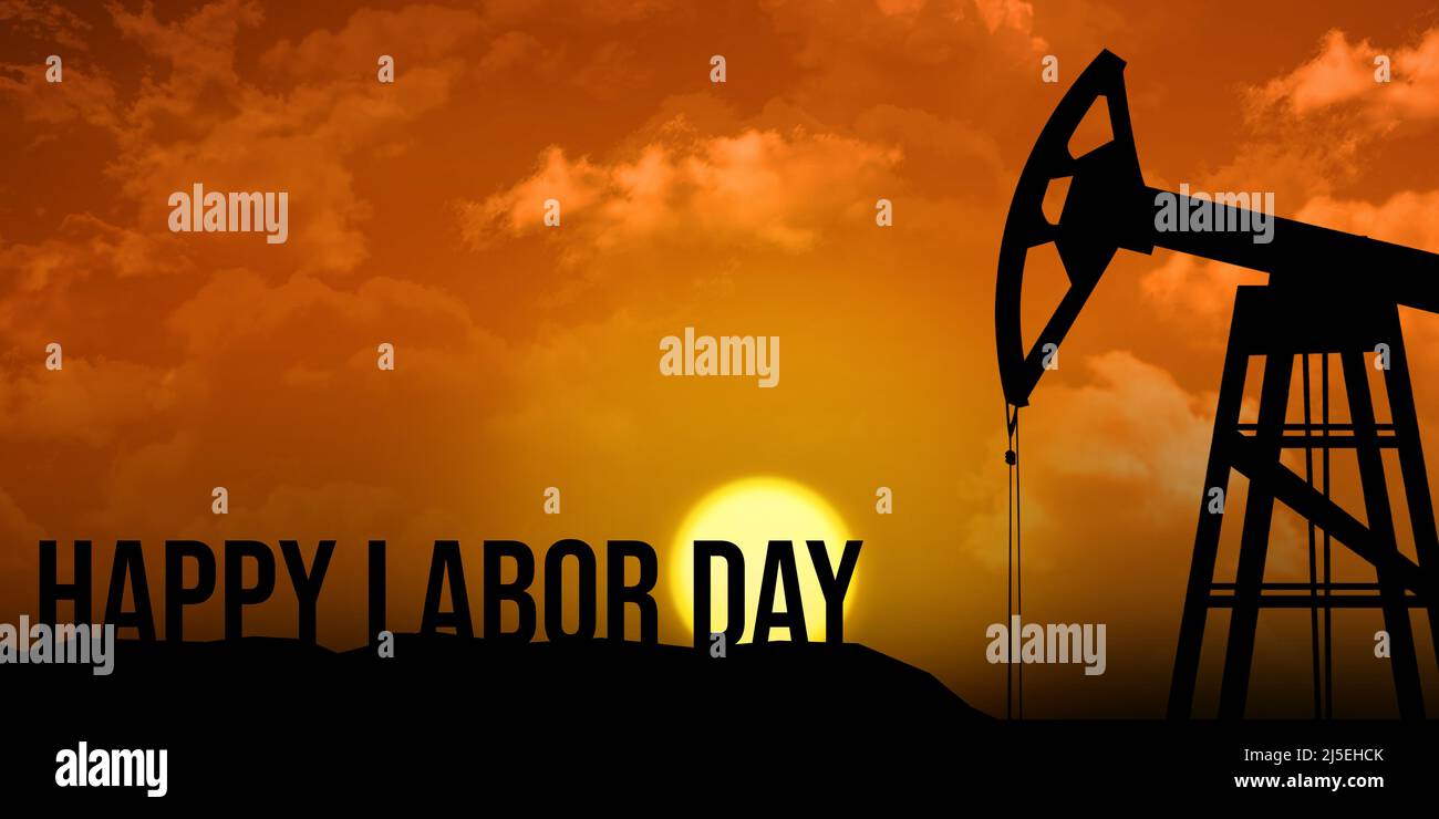 World Labor Day Concept Abstract Background with Evening Sunset and Oil ...