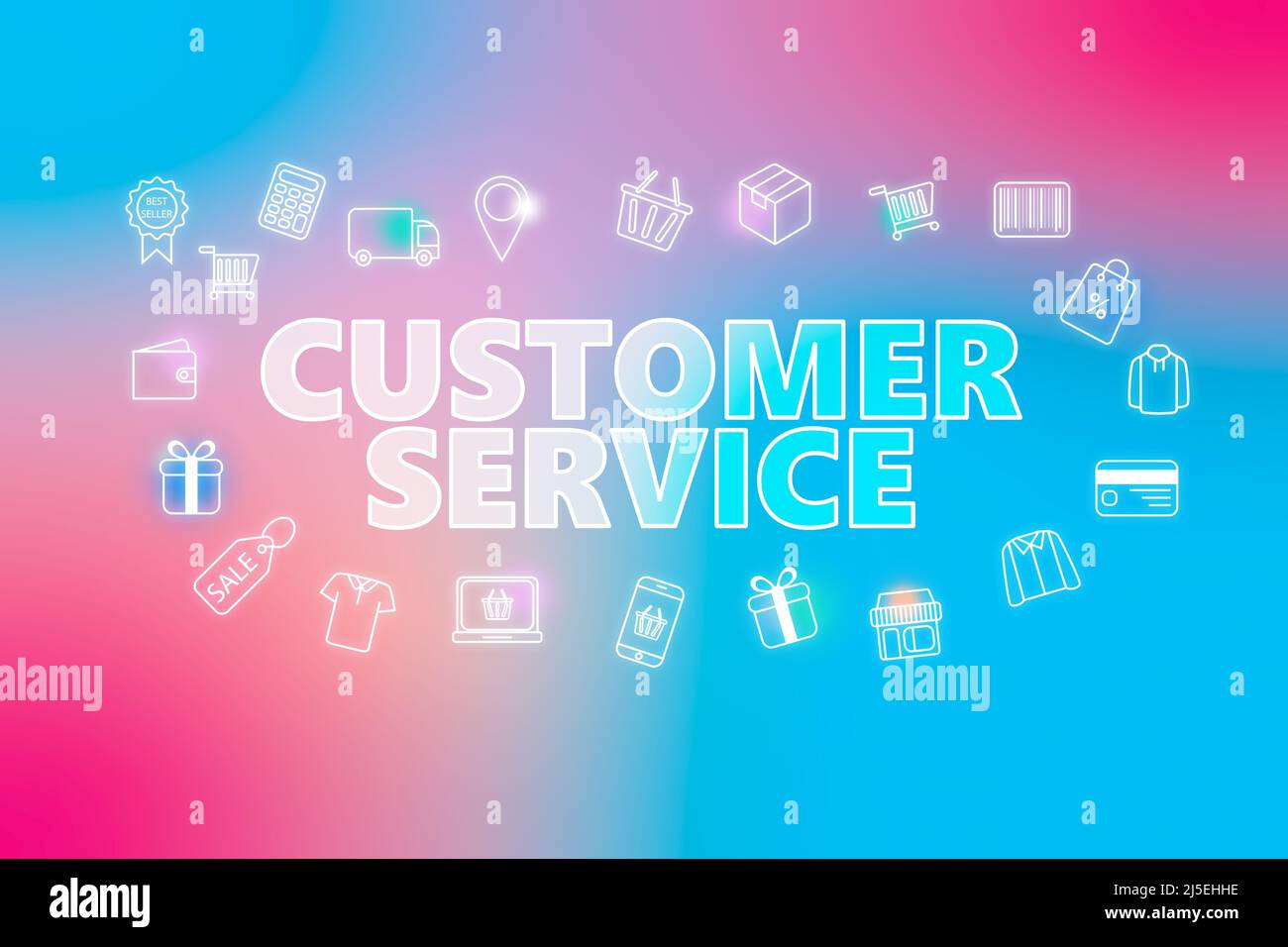 Customer Service — e-commerce web button on blue and pink background ...