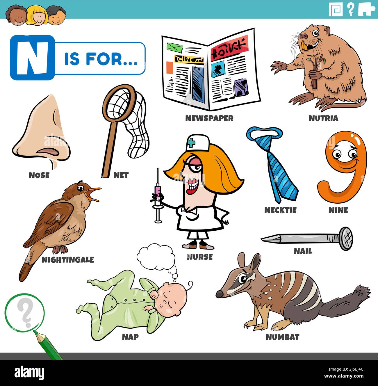 educational cartoon illustration for children with comic characters and ...