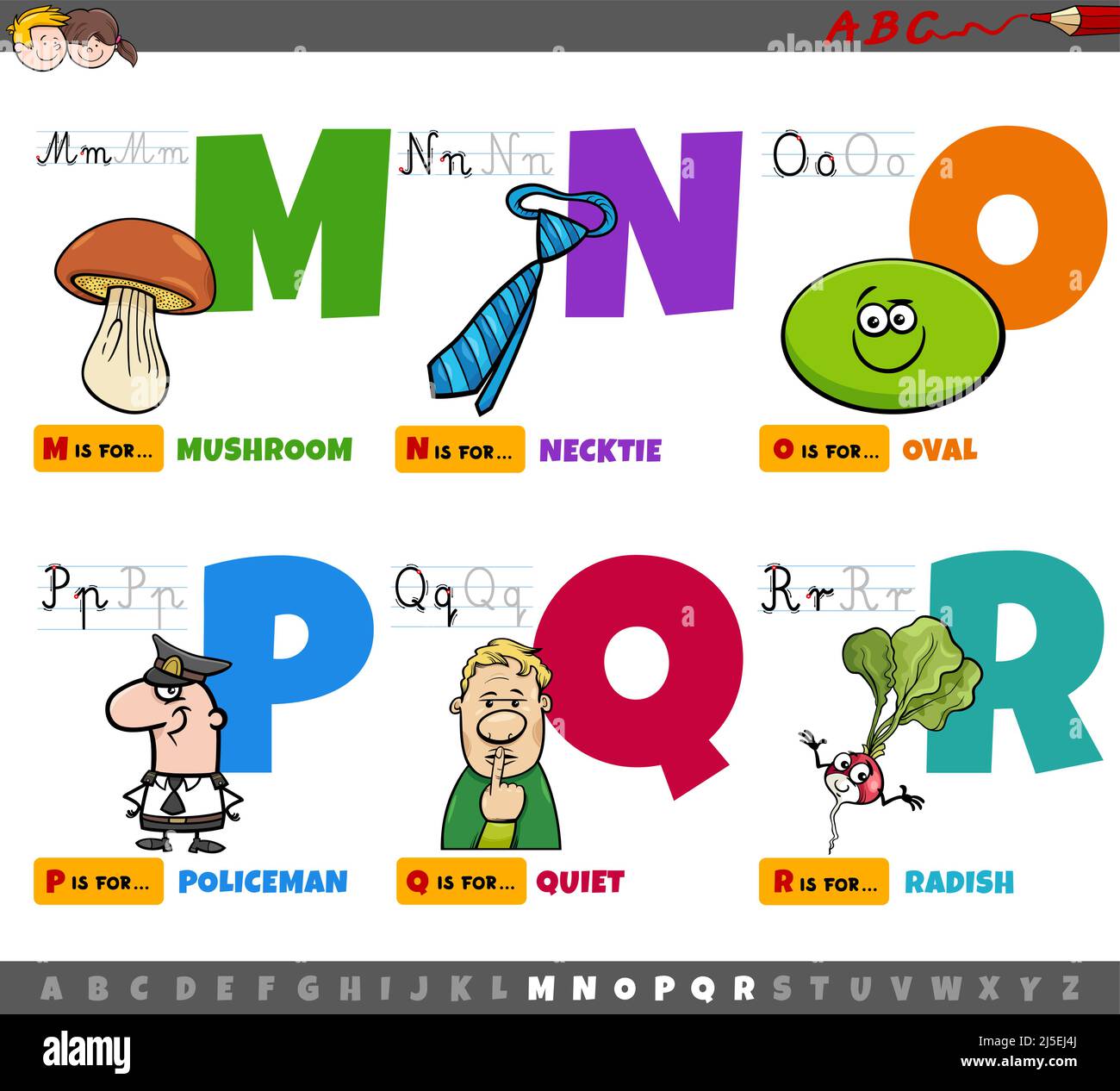 Cartoon illustration of capital letters from alphabet educational set ...