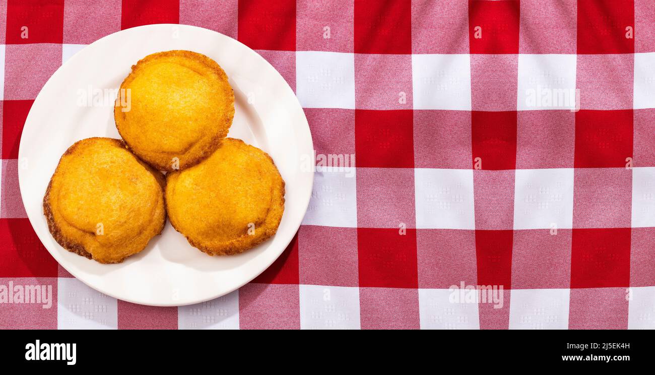 Egg Arepa - Colombian Street Fried Food Stock Photo - Alamy