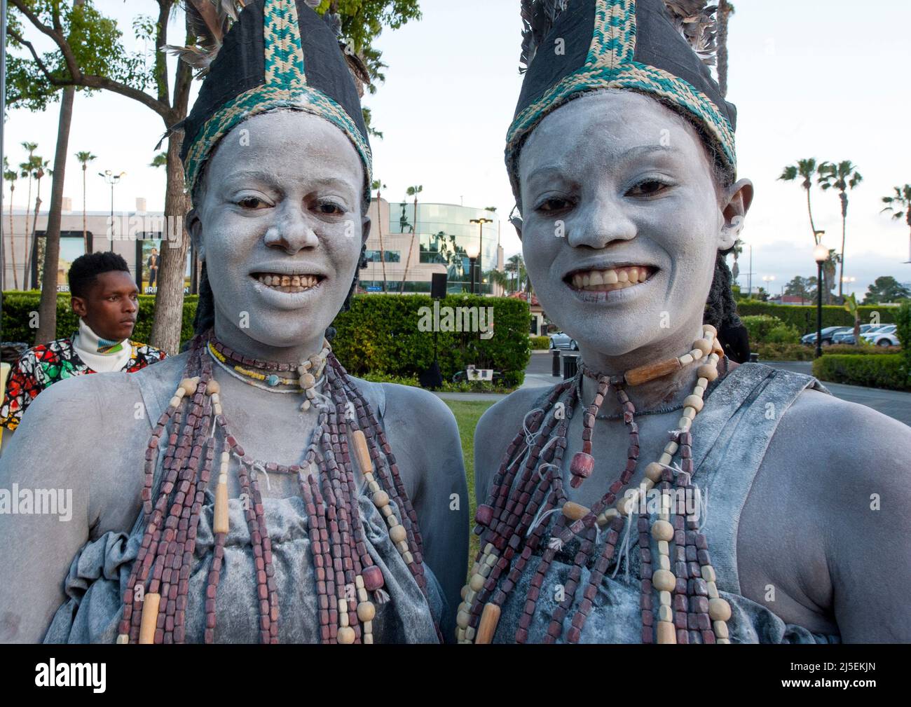 Tanzanian dancers in traditional costume performing for the premiere of ...