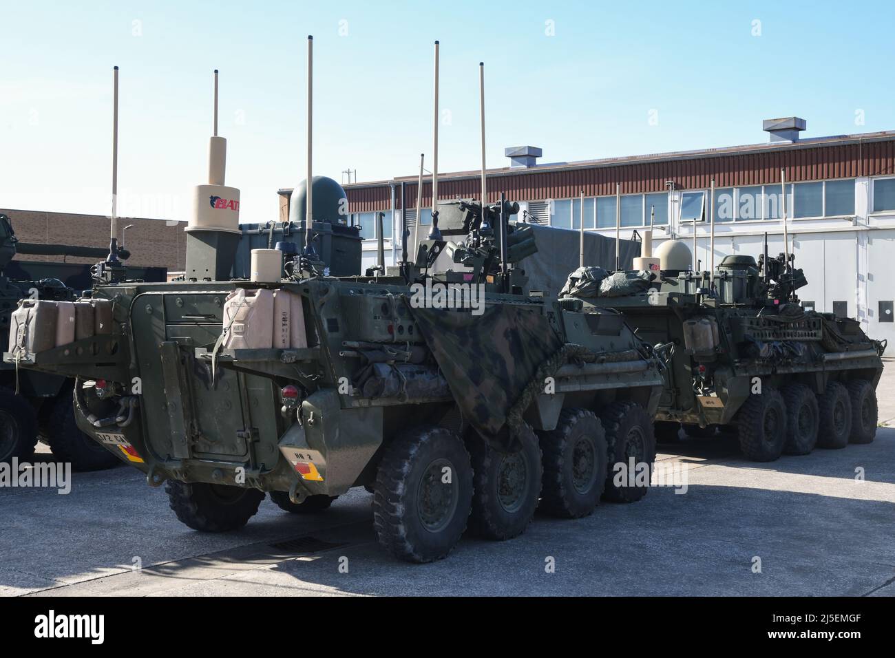 U.S. Army 2nd Cavalry Regiment Stryker vehicles equipped with the ...