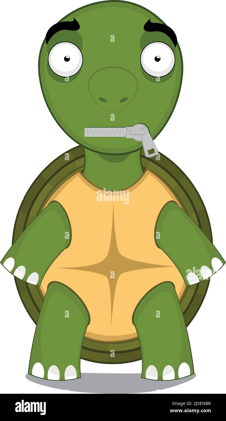 Vector character illustration of a cartoon turtle with a zipper in his ...