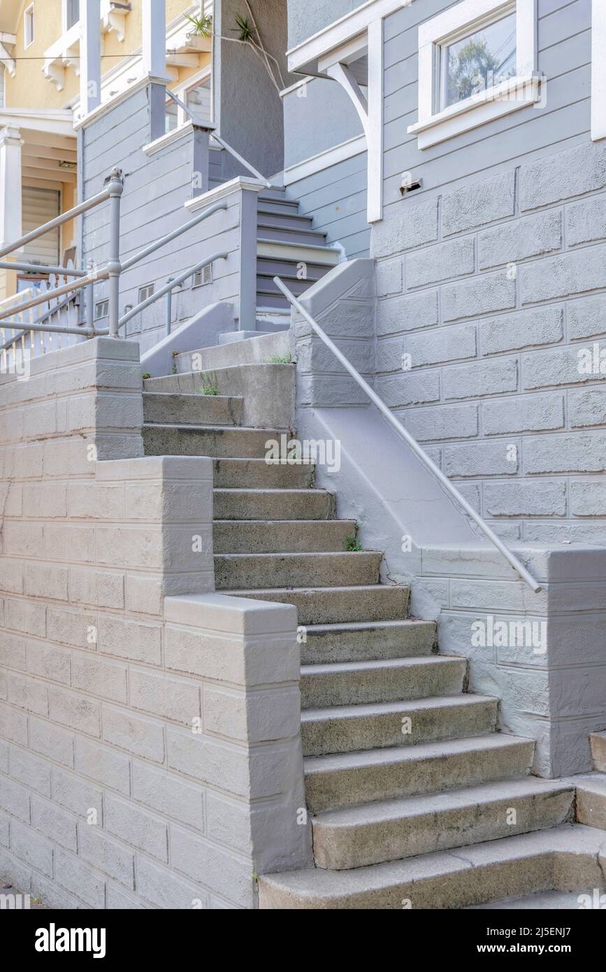 Outdoor stairs with concrete block walls heading to the house at San ...