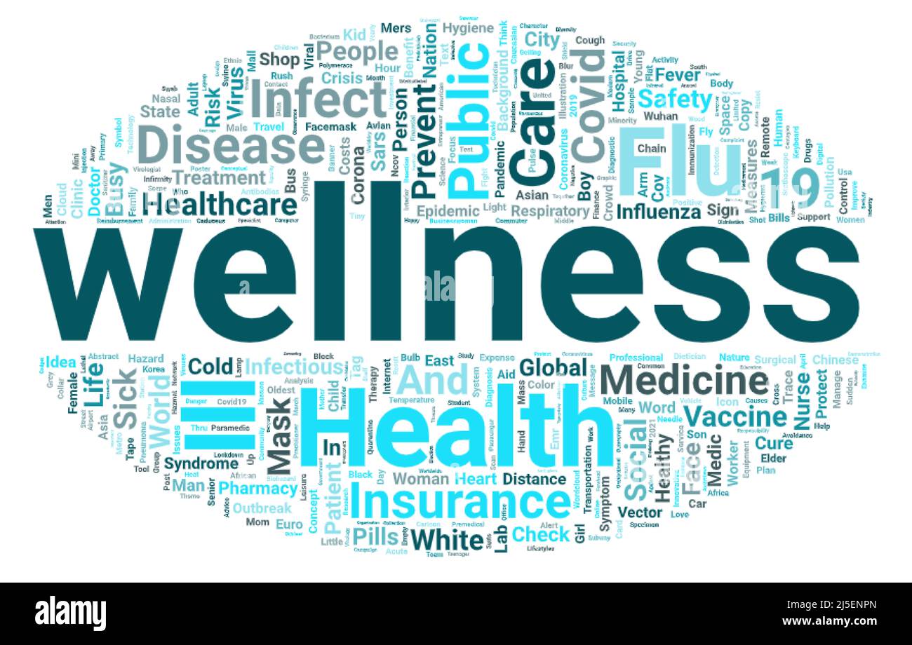 Wellness word cloud concept on white background, 3d rendering Stock ...