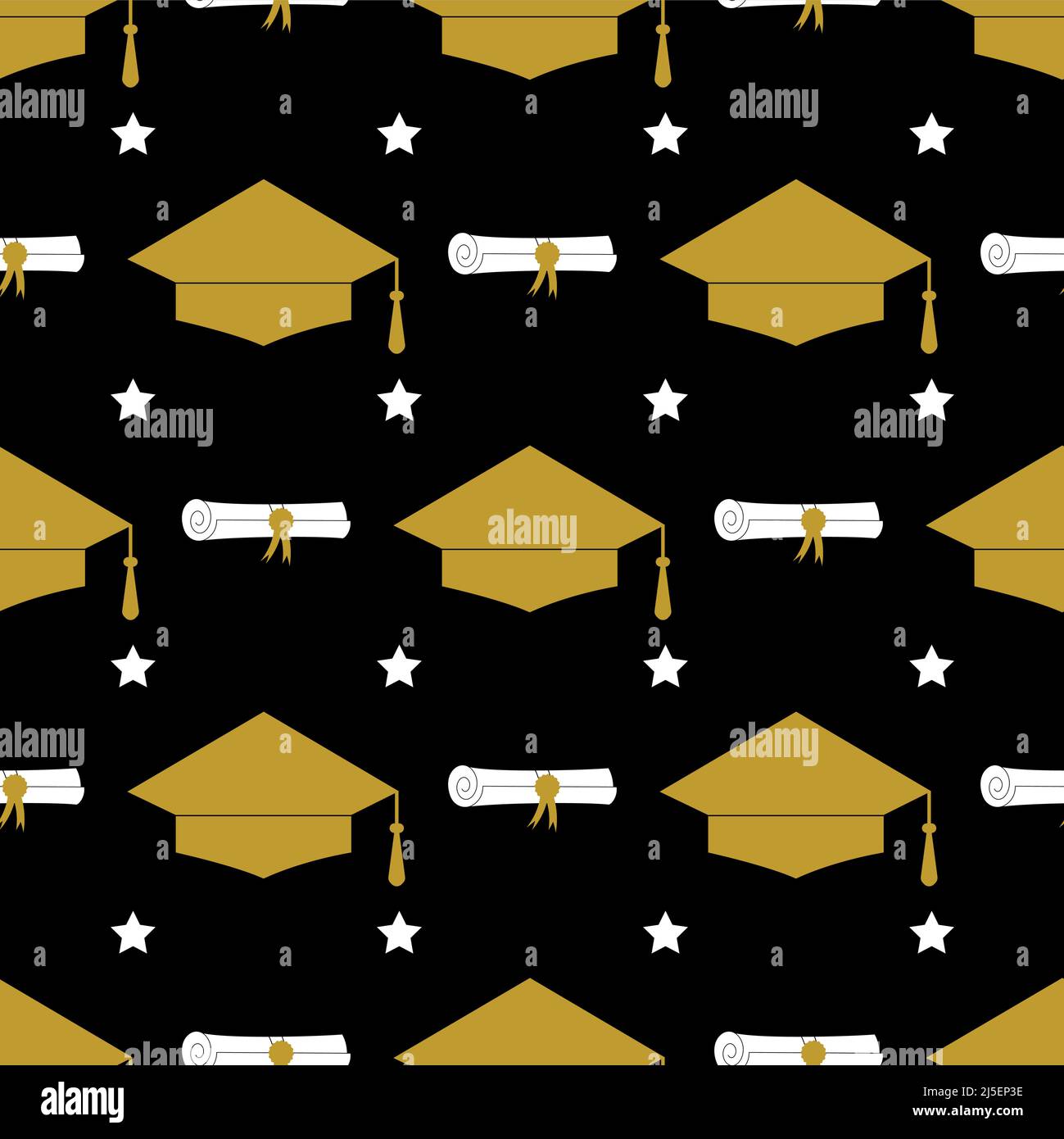 Graduation hat seamless pattern. Grad ceremony backdrop. Vector ...