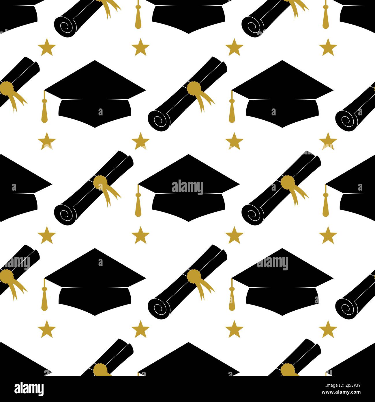 Graduation hat and diploma seamless pattern. Grad ceremony backdrop ...