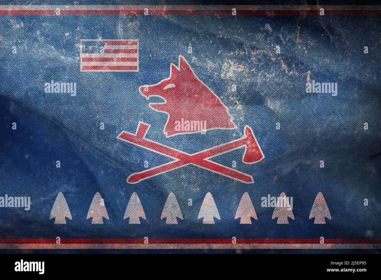 Top view of retro flag of Pawnee people ethnic, USA with grunge texture ...