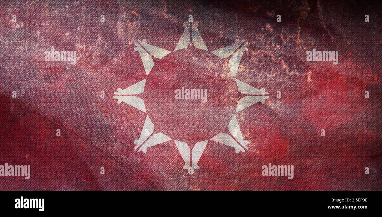 Top view of retro flag of Pine Ridge people ethnic, USA with grunge ...