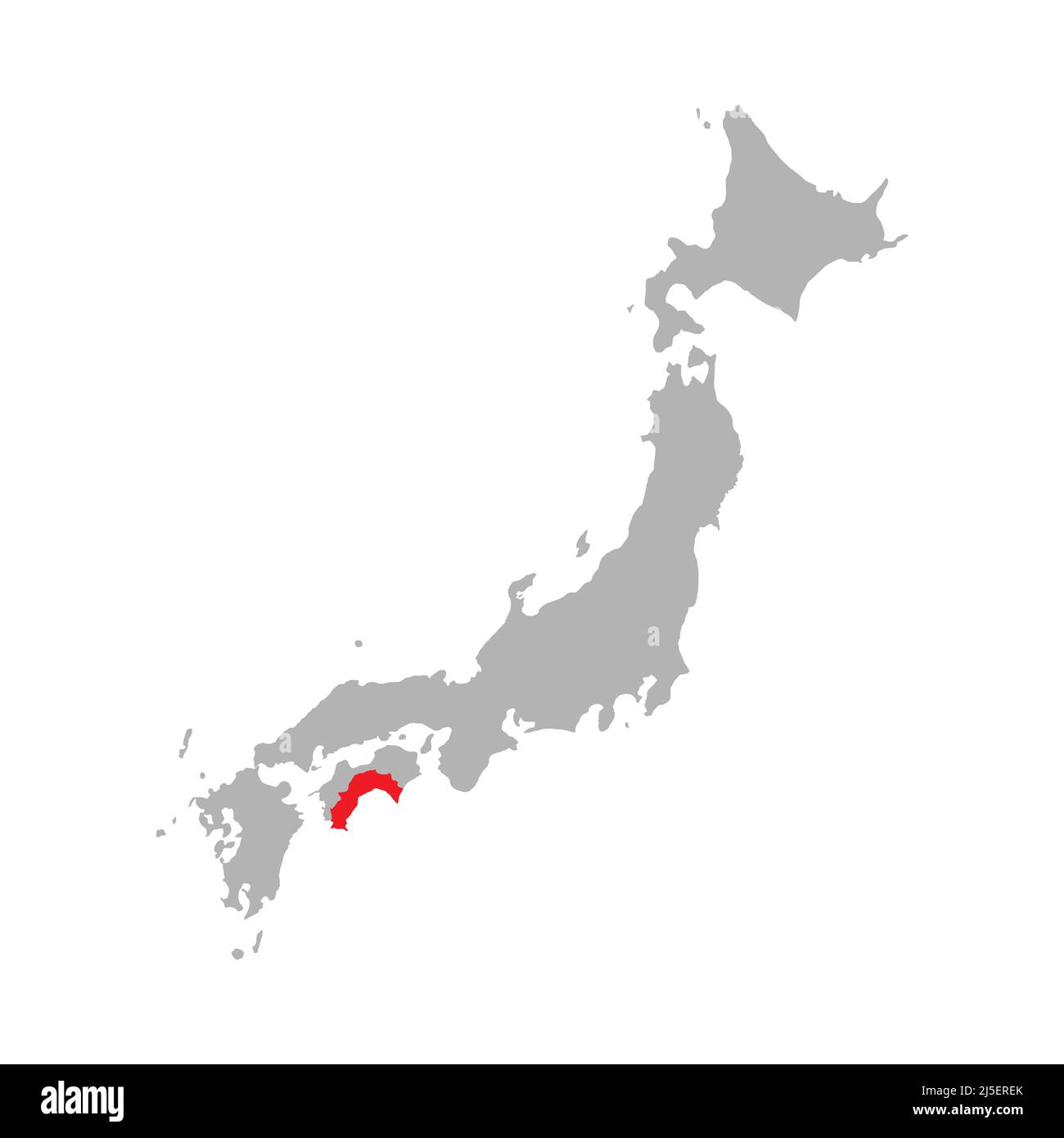 Kochi prefecture highlighted on the map of Japan Stock Vector Image ...
