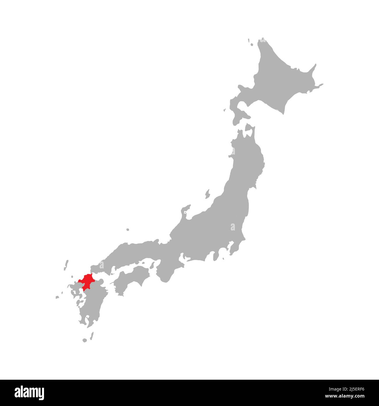Fukuoka prefecture highlighted on the map of Japan Stock Vector Image ...