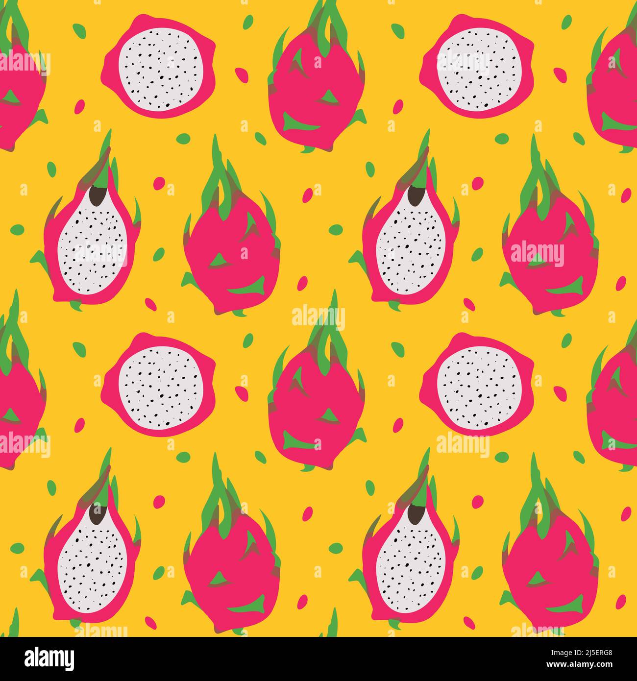 Seamless vector pattern background of dragon fruits made of simple ...