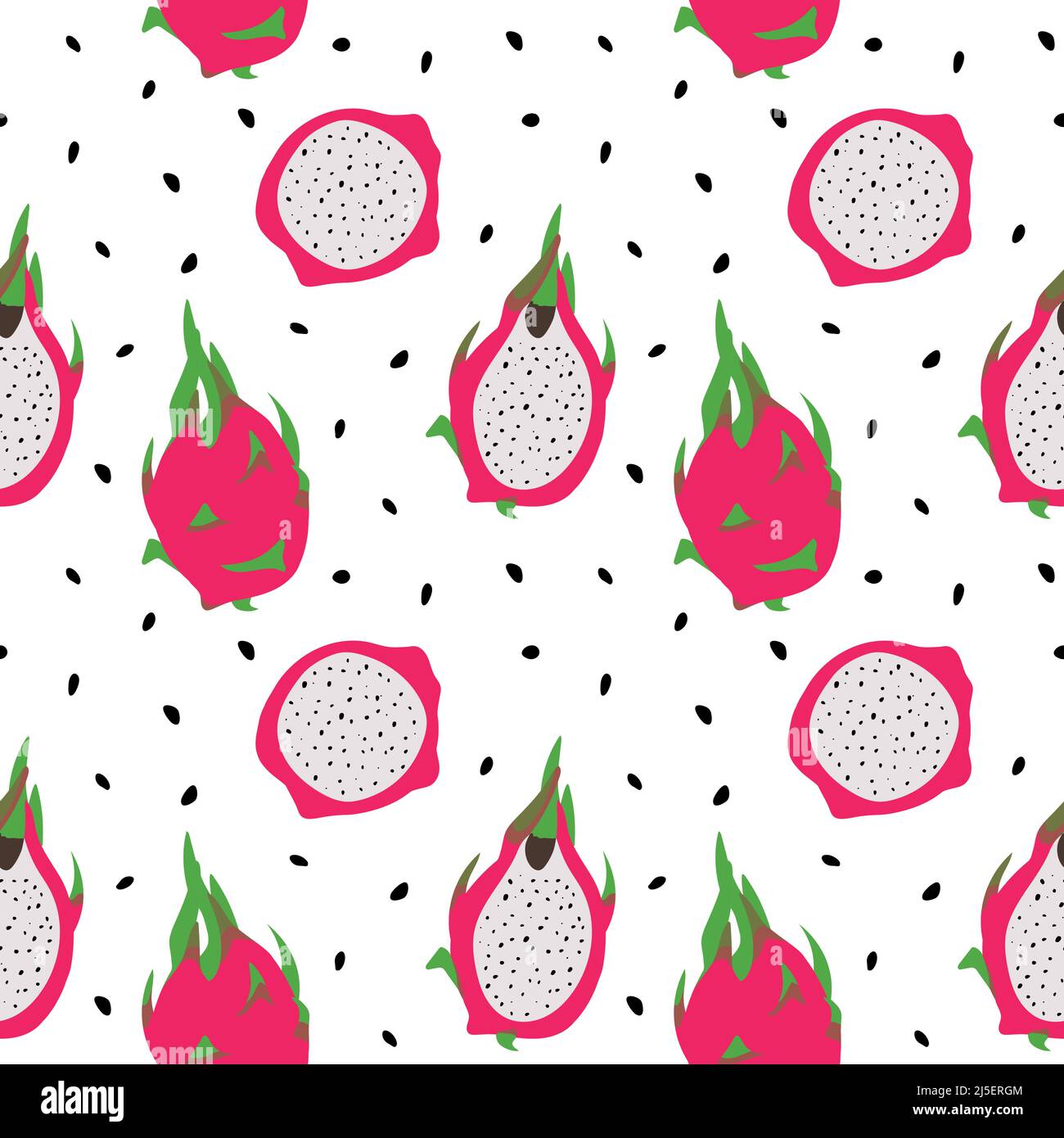 Seamless vector pattern background of dragon fruits made of simple ...
