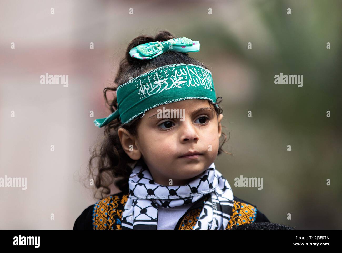 Gaza, Palestine. 22nd Apr, 2022. A Palestinian girl, a supporter of the ...