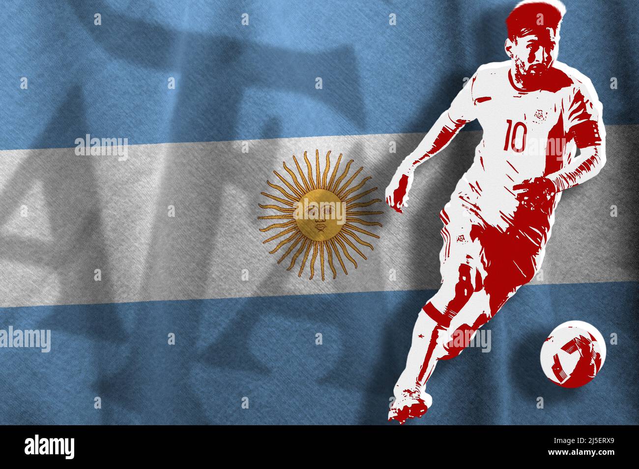 Lionel Messi, the flag of Argentina and the shield of the Argentine ...