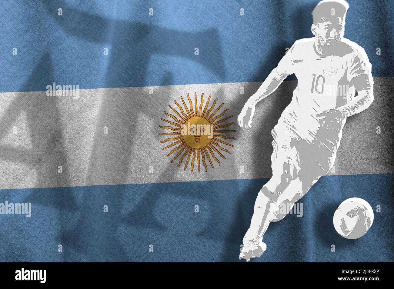 Lionel Messi, the flag of Argentina and the shield of the Argentine ...
