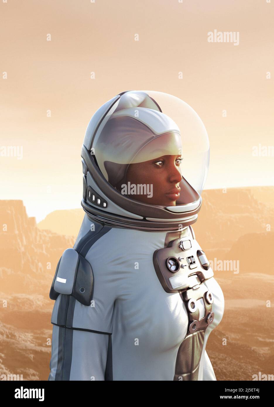 Woman Astronaut On Mars