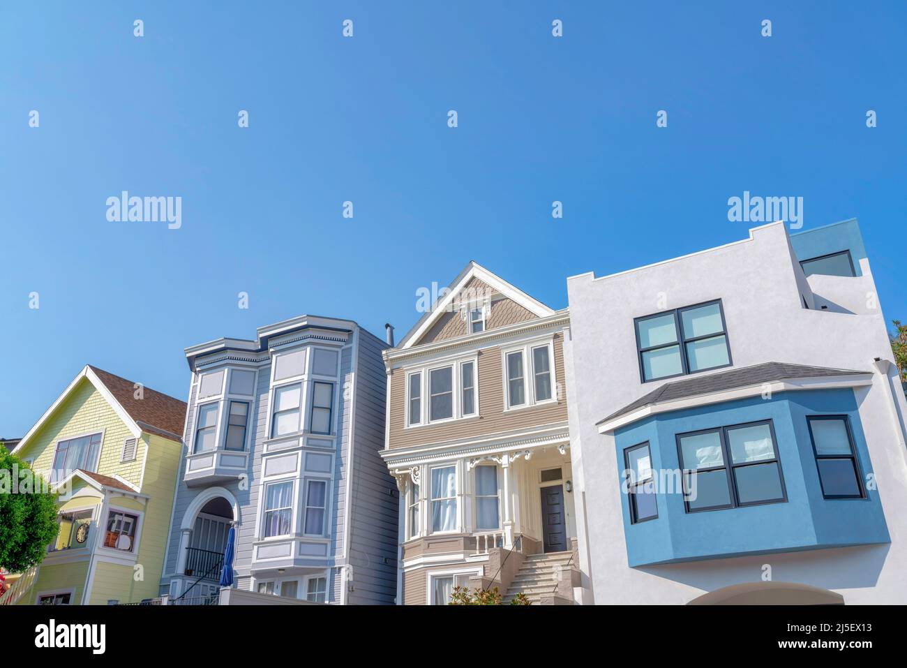 Exterior of houses with different architectural designs at the suburbs ...