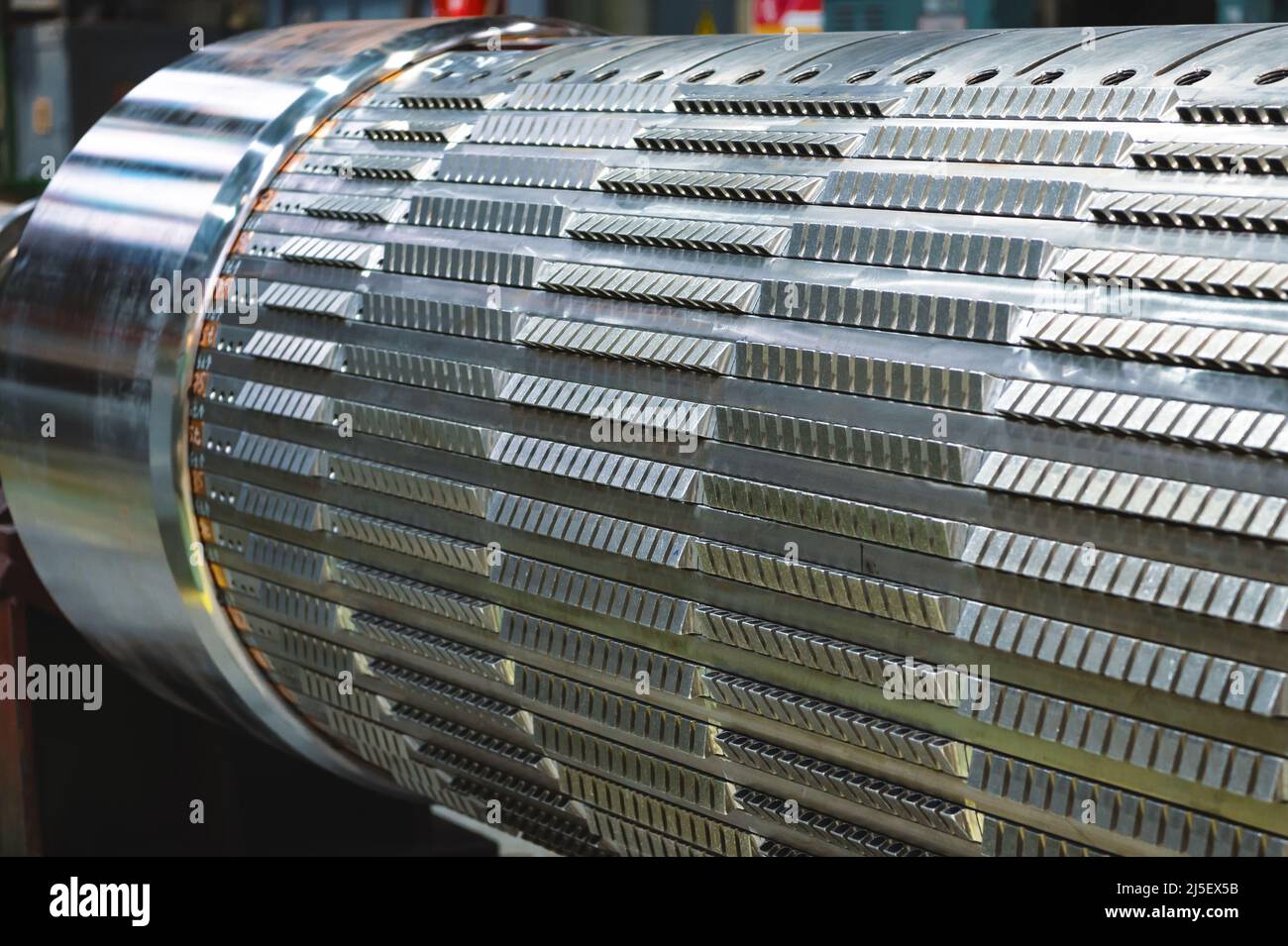 Air cooled rotor of electric engine with casing in workshop Stock Photo ...