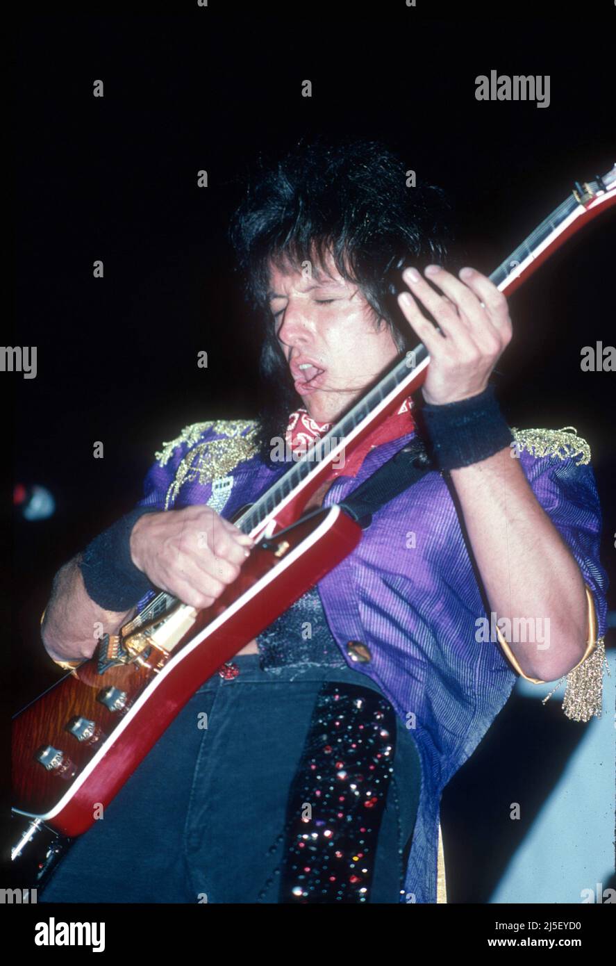 LOS ANGELES, CA - Bon Jovi in Concert in 1986 Credit: Jeffrey Mayer ...