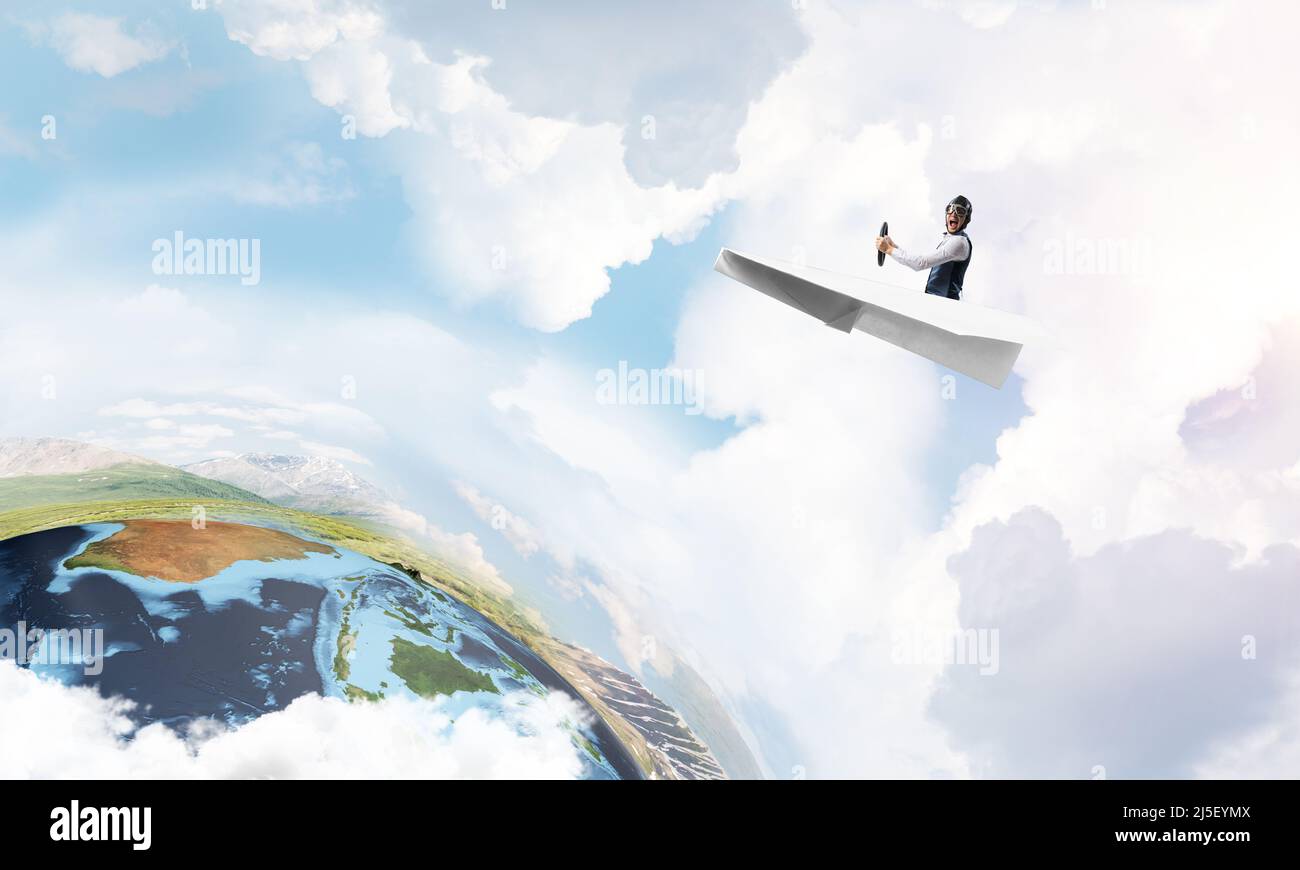 Aviator having fun in aircraft Stock Photo - Alamy