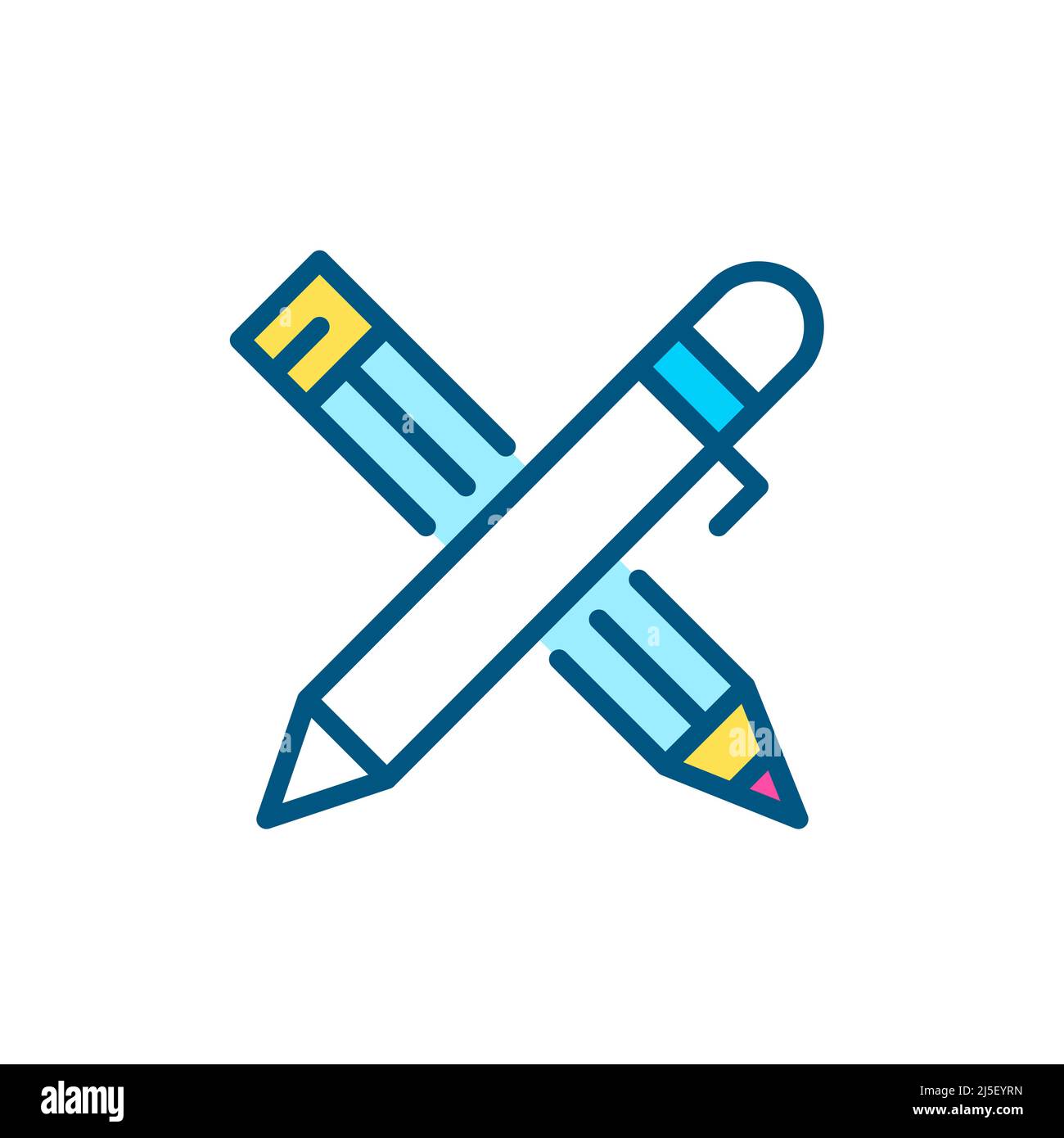 Graphic design symbol. Crossed pencil and stylus. Pixel perfect ...