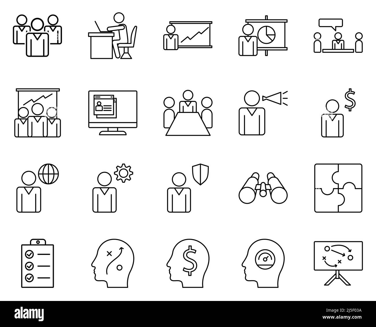 Set of business managmant icon set Human mind, performance ...