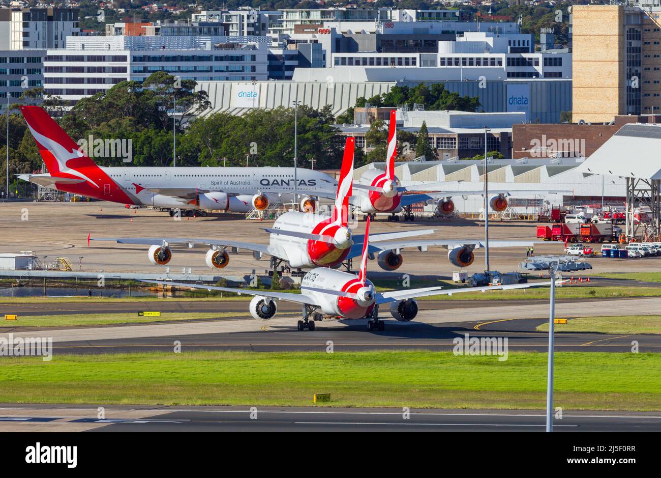 Qantas jets at Sydney (Kingsford Smith) Airport in Sydney, Australia ...