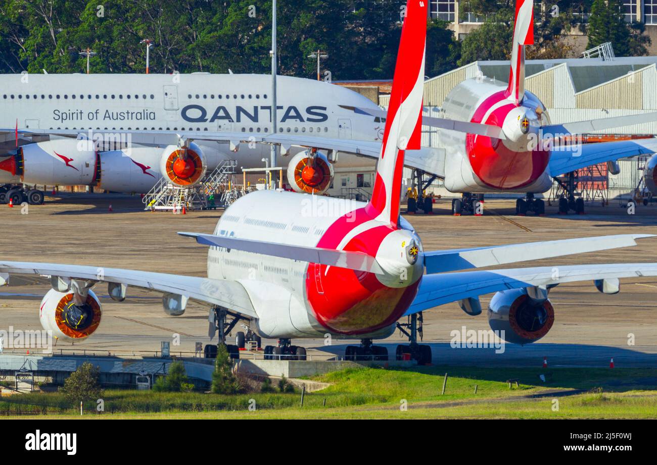 Qantas jets at Sydney (Kingsford Smith) Airport in Sydney, Australia ...