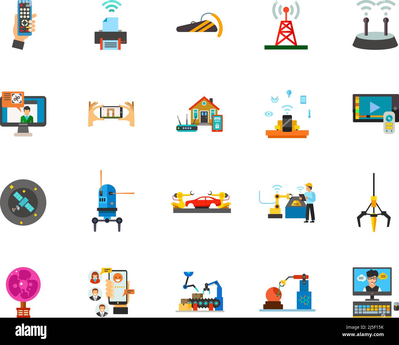 Technology icon set. Can be used for topics like smart and robotic ...