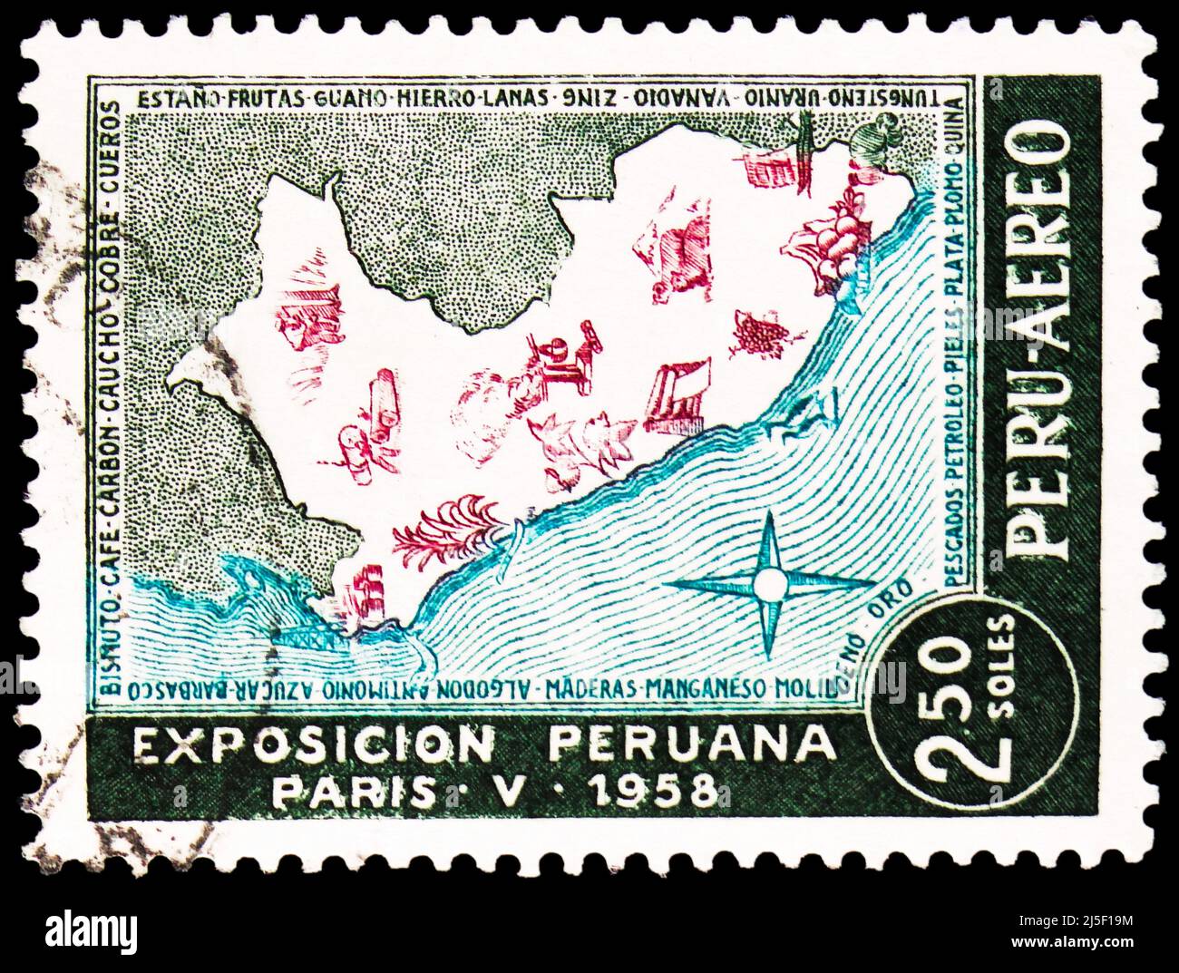 MOSCOW, RUSSIA - MARCH 27, 2022: Postage stamp printed in Peru shows ...