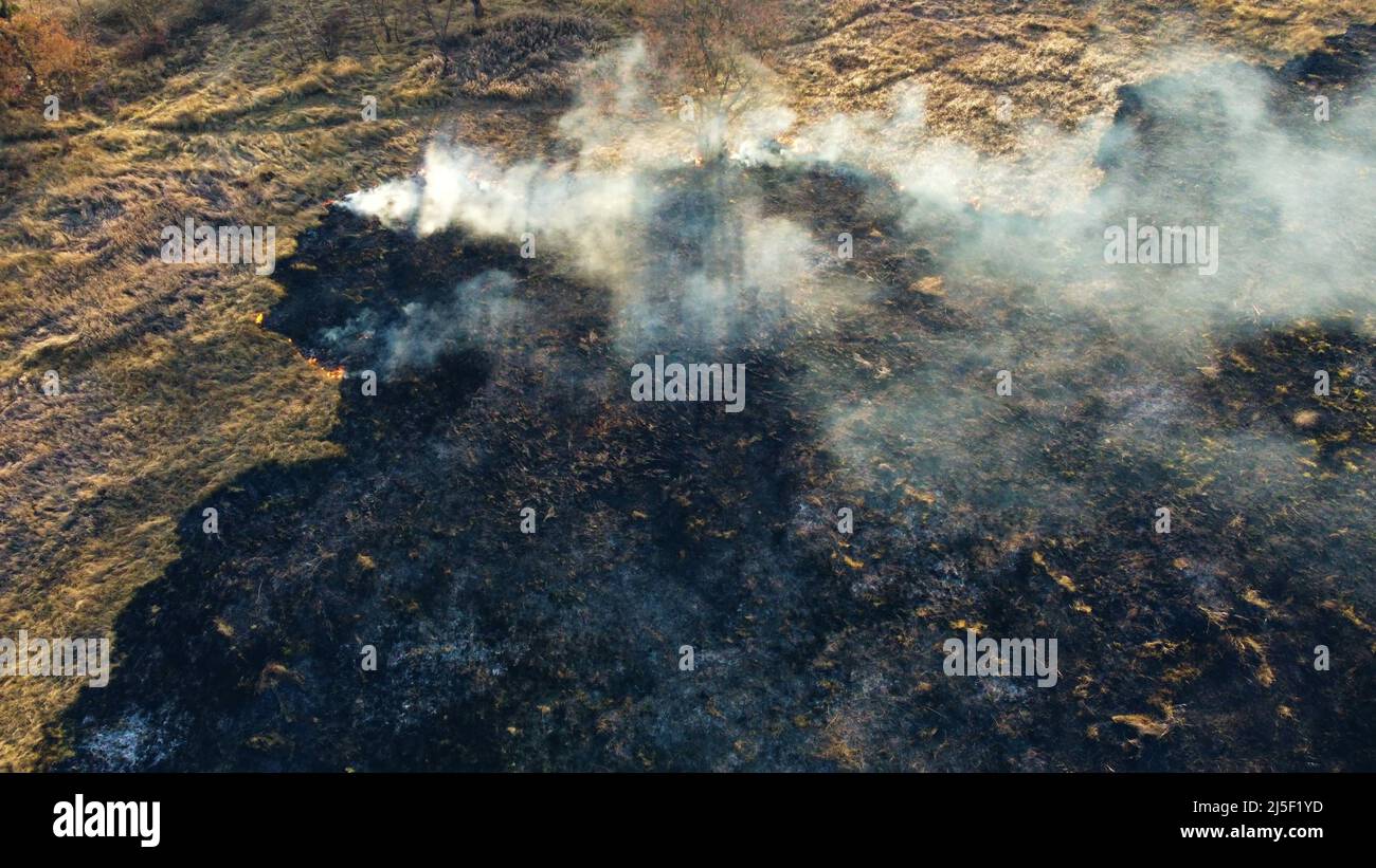 Aerial view burning ground rising hi-res stock photography and images ...