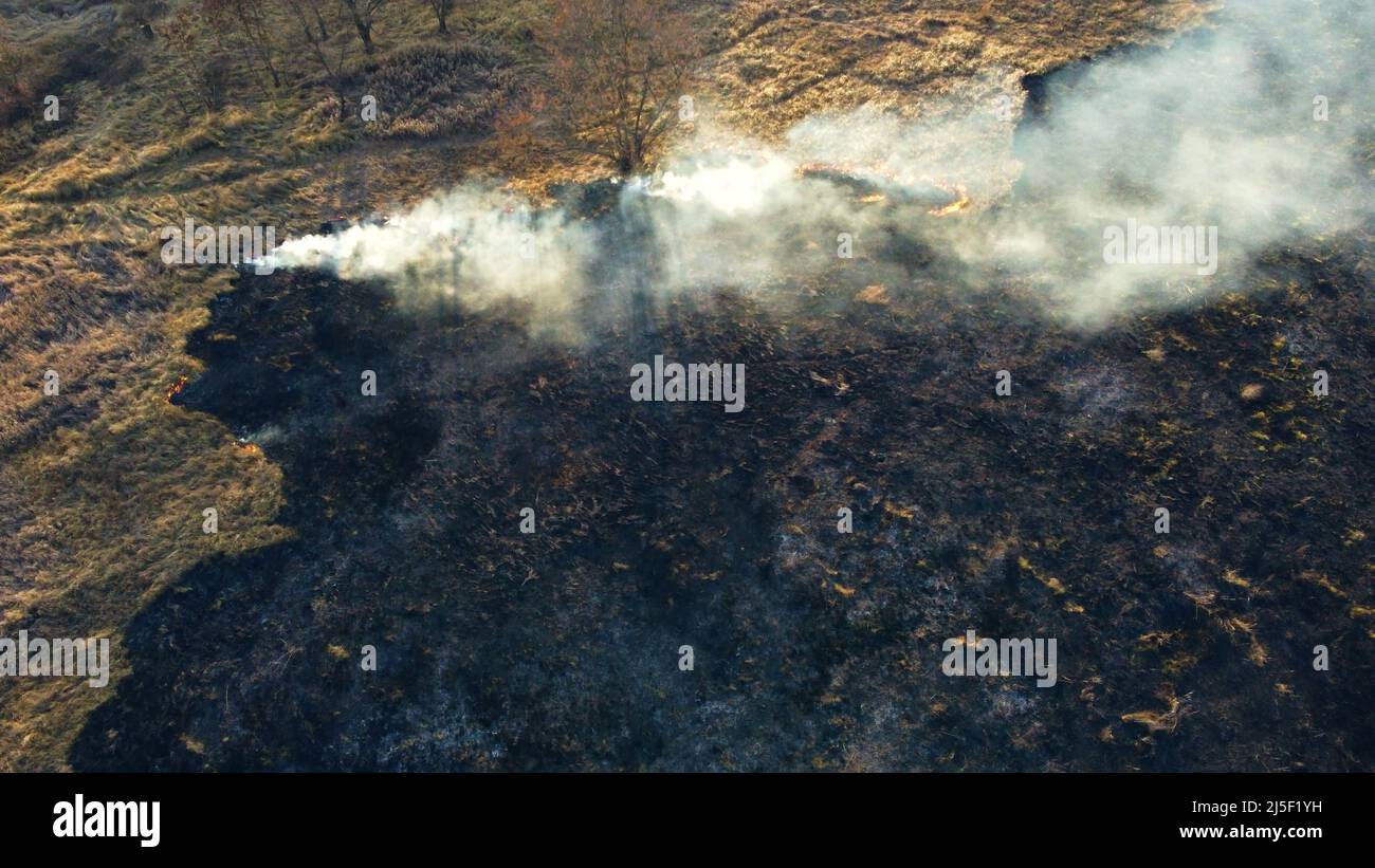 Aerial view burning ground rising hi-res stock photography and images ...