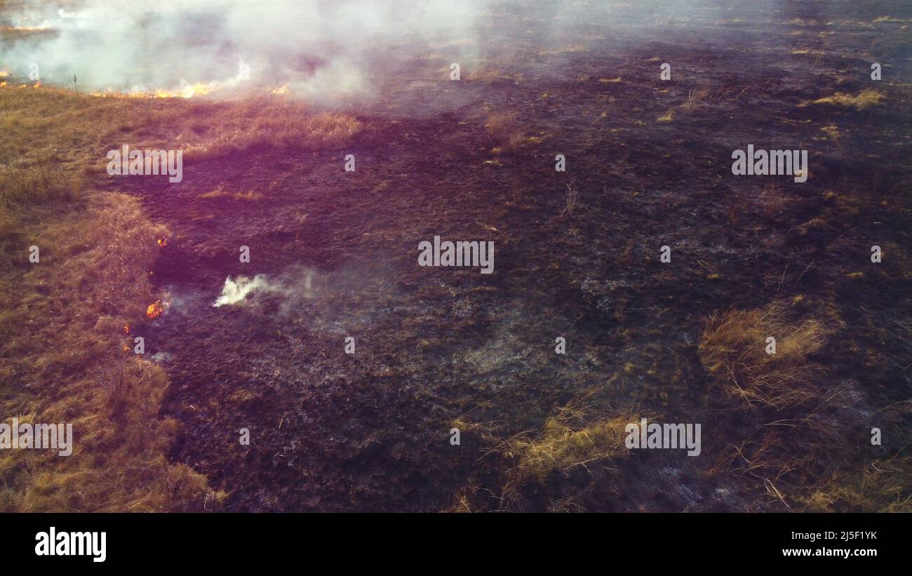 Aerial view burning ground rising hi-res stock photography and images ...