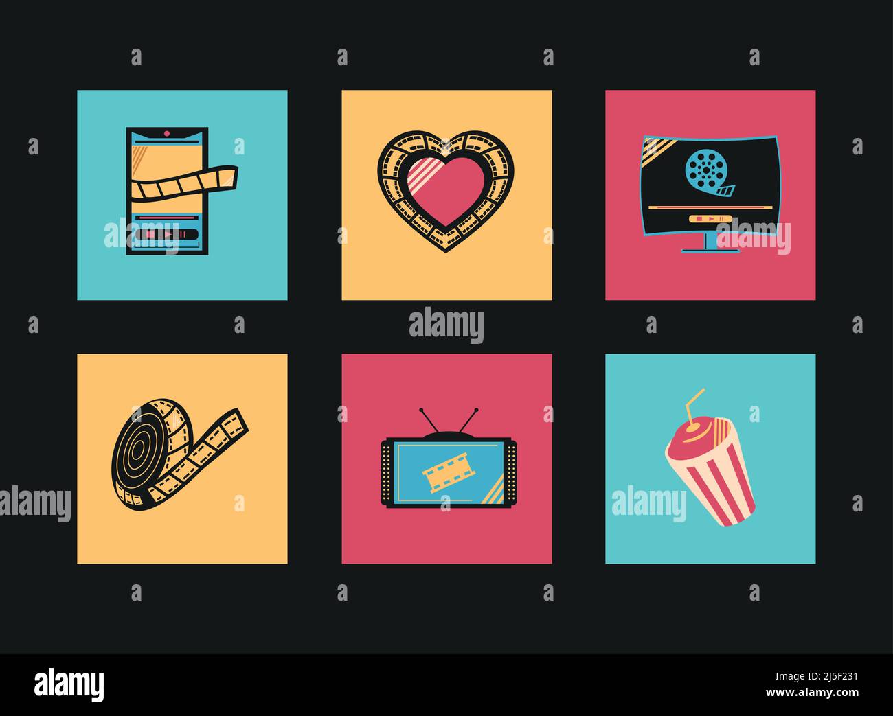 icons set movie Stock Vector Image & Art - Alamy
