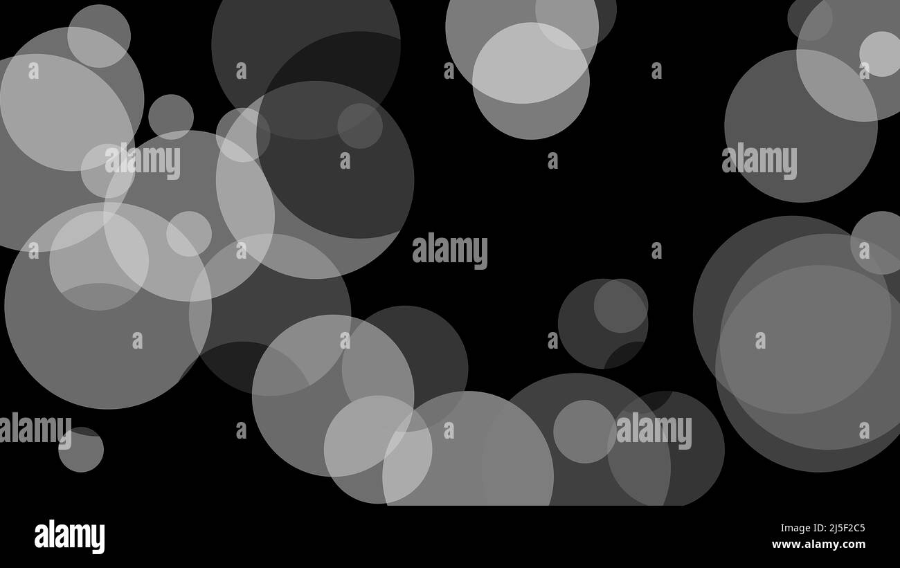 Abstract minimalist grey illustration with circles and black background ...