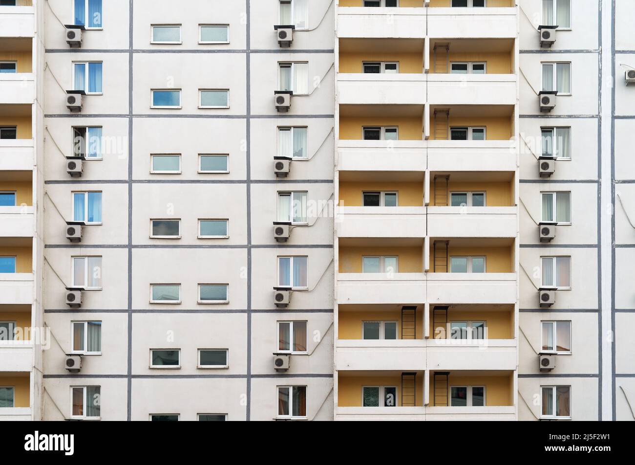 Balcony Building Textures Facade Of Condominium. Multi Storey