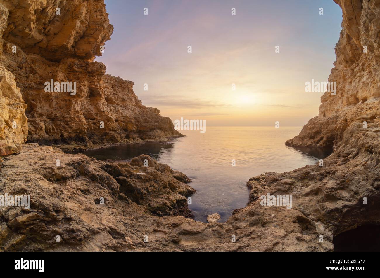 Inside of grotto. Beautiful nature grotto seascape composition Stock ...