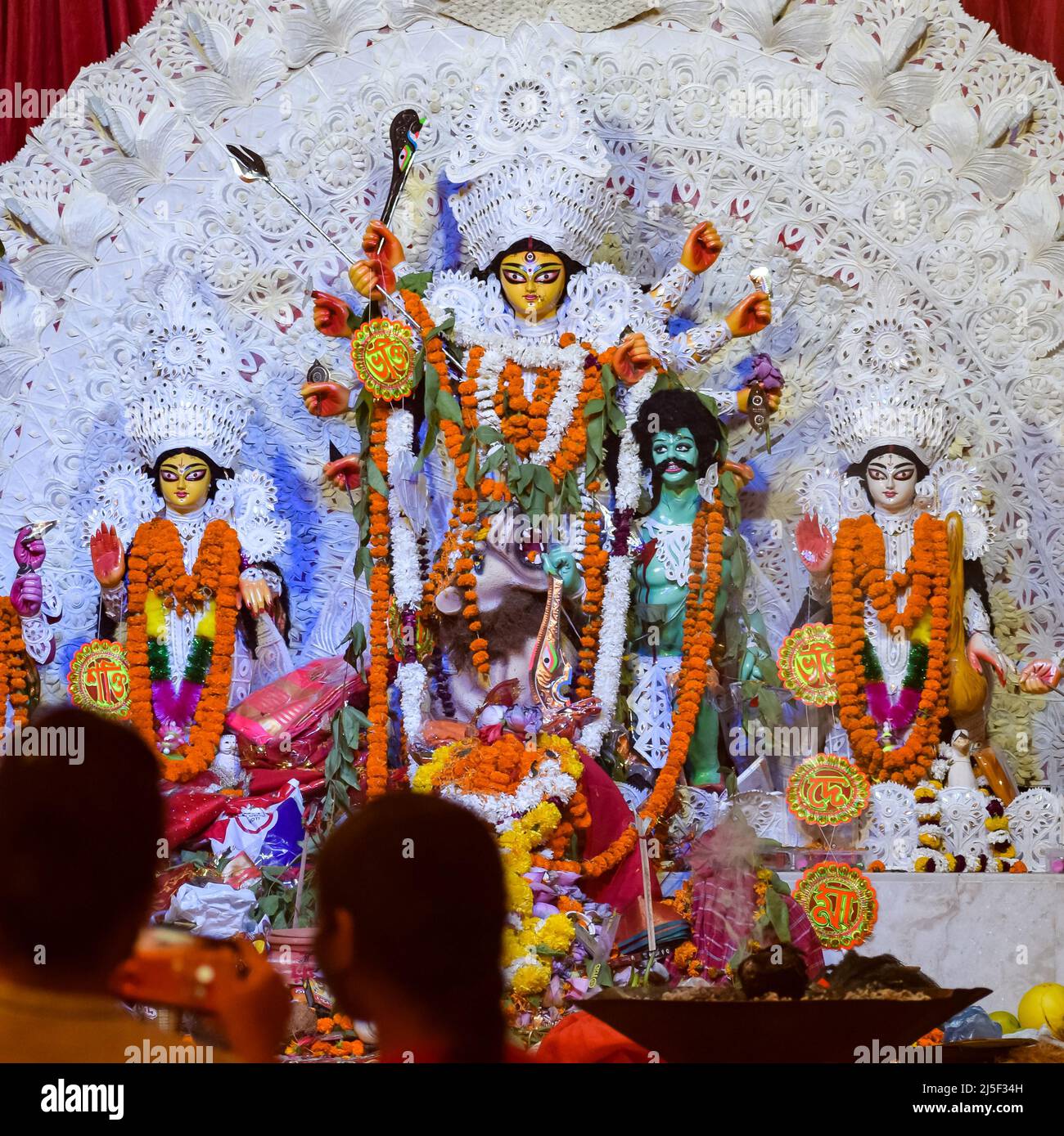 Goddess Durga with traditional look in close up view at a South Kolkata ...