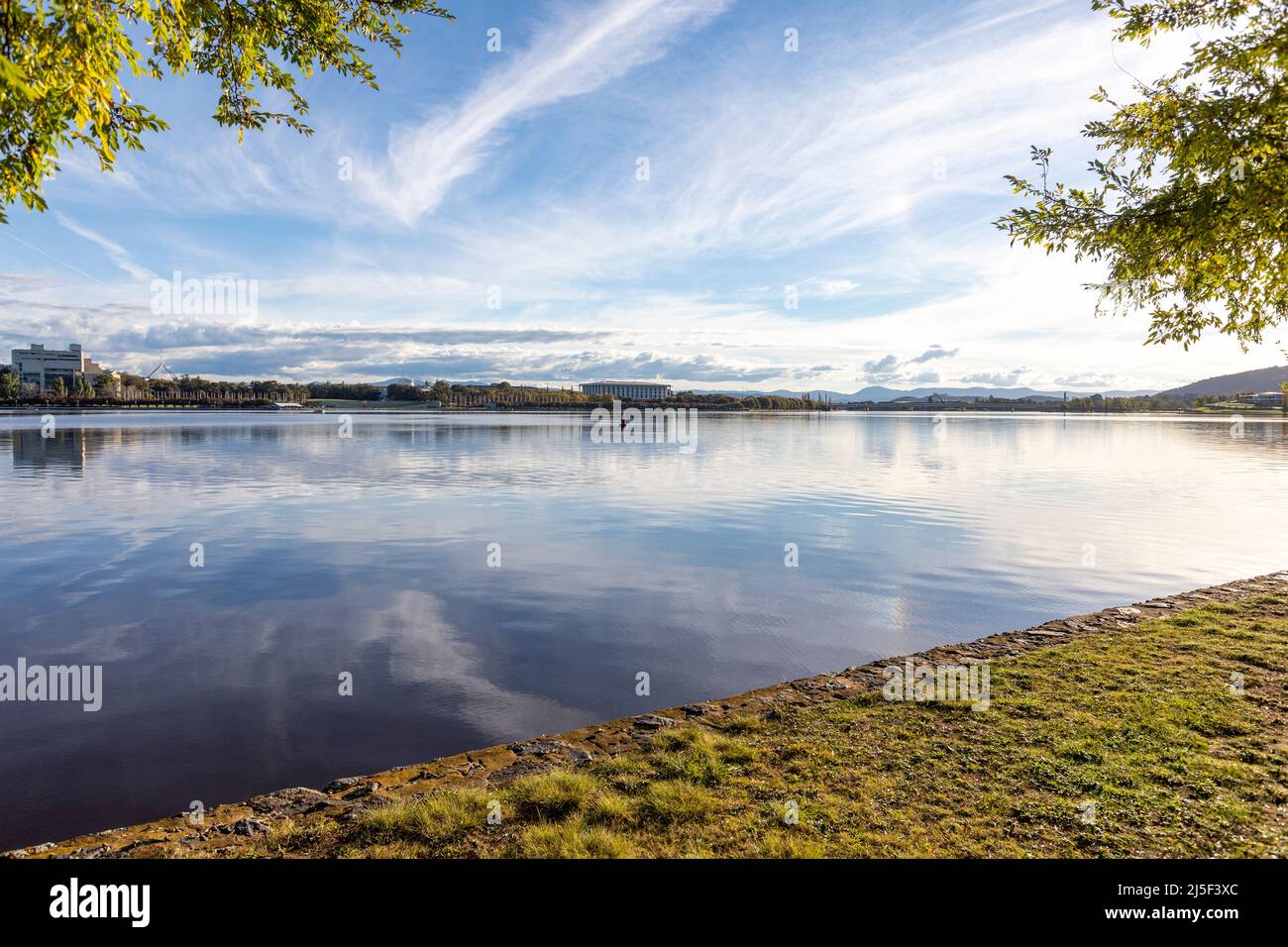 Lake Burley Griffin in Canberra, Australian High Court building and ...