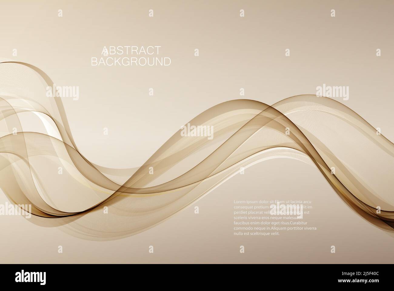 Light brown abstract background. A stream of wavy lines on a light ...