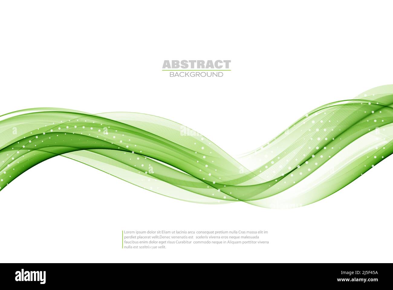 Abstract green wavy lines. Green wave background with halftone effect. Smoke transparent green ...