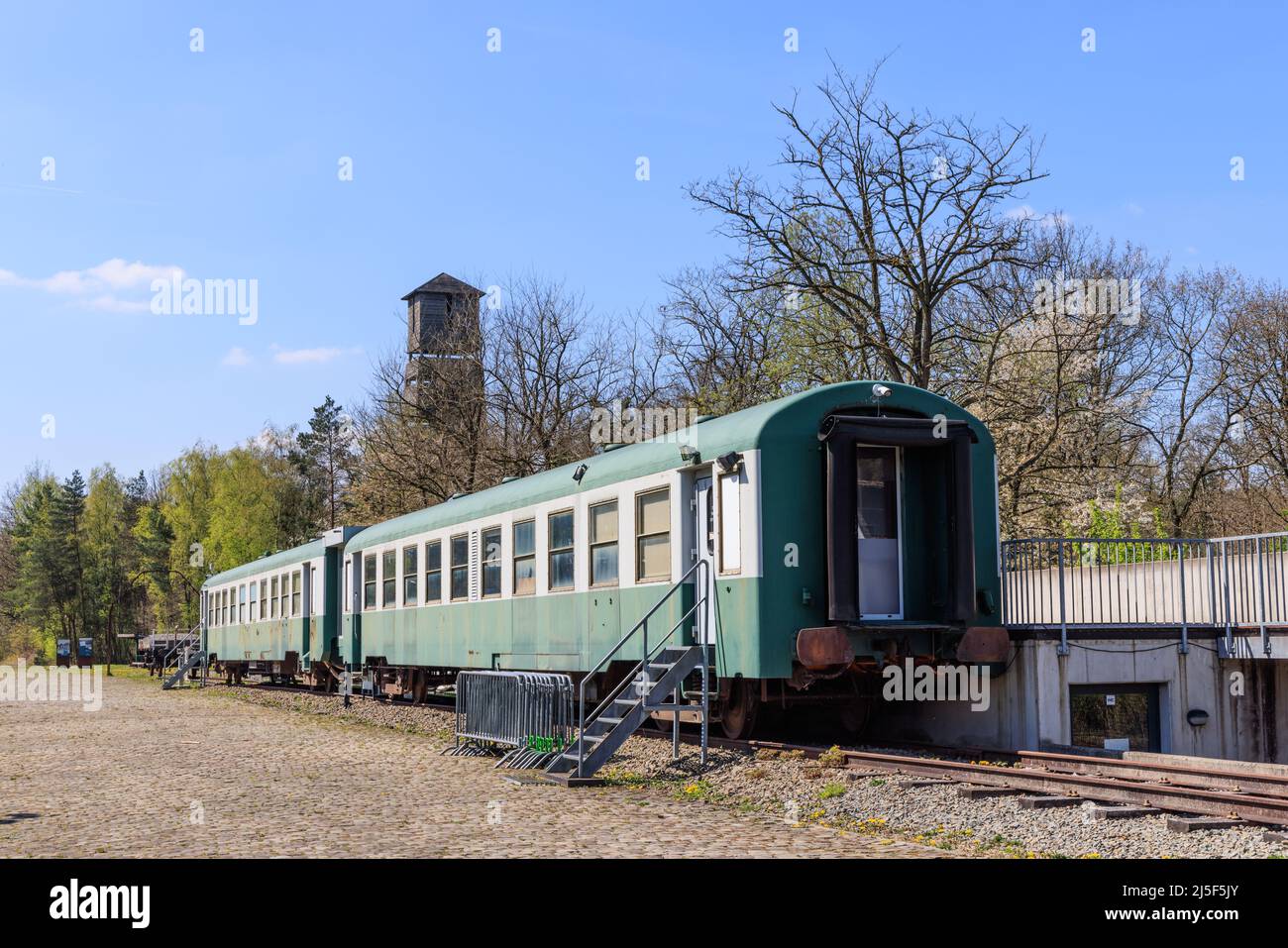Station Asch and lookout tower at entrance National Park Hoge Kempen in ...