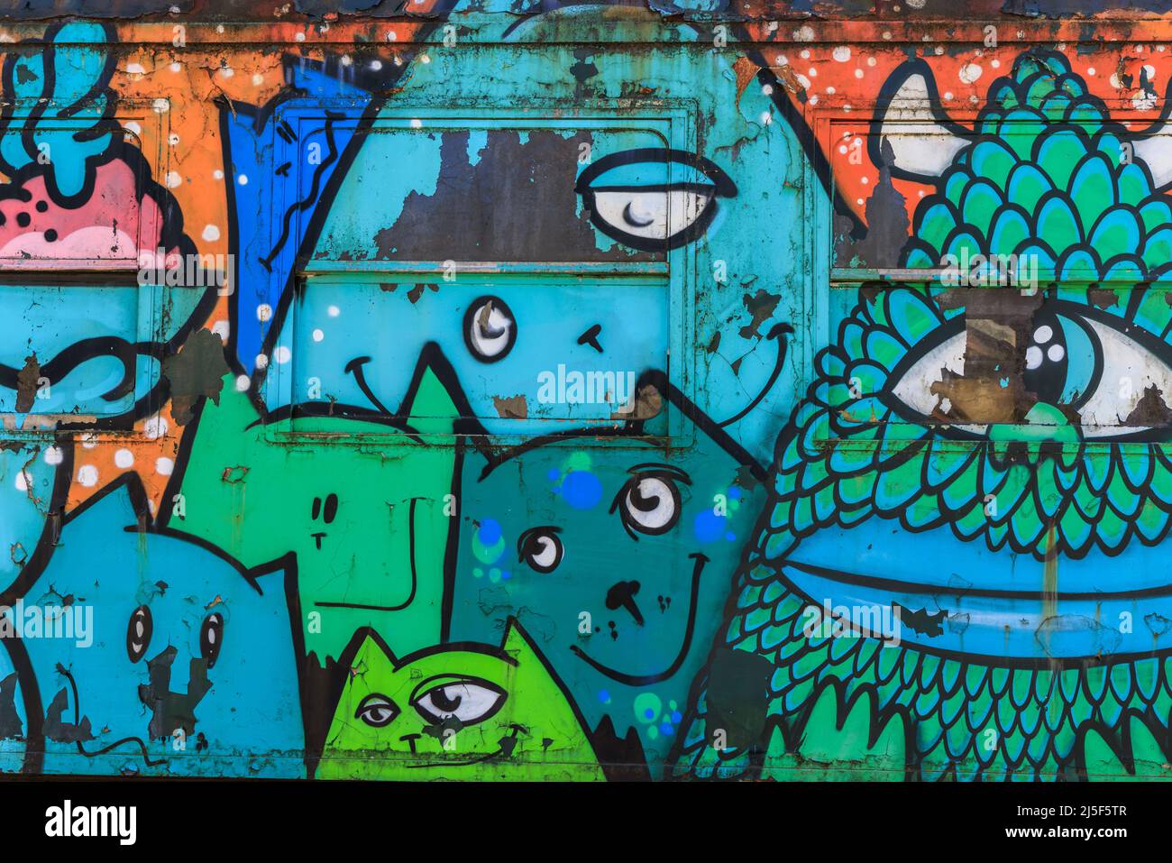 Genk, Belgium - April 16, 2022: Colorful graffiti at wagons Station ...