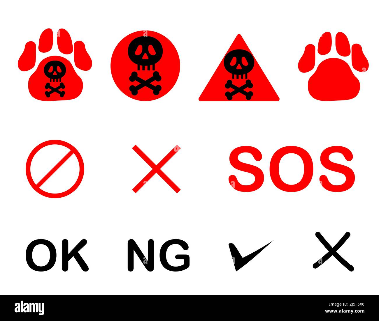 An icon set of ok and ng signs with white background Stock Photo - Alamy