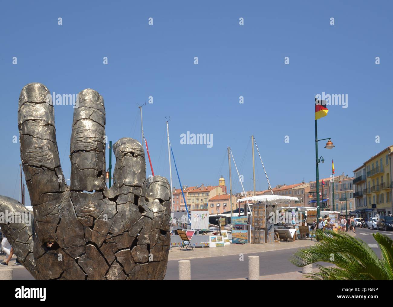 Sculpture by Bernard Bezzina exhibited on the port of St Tropez Stock ...